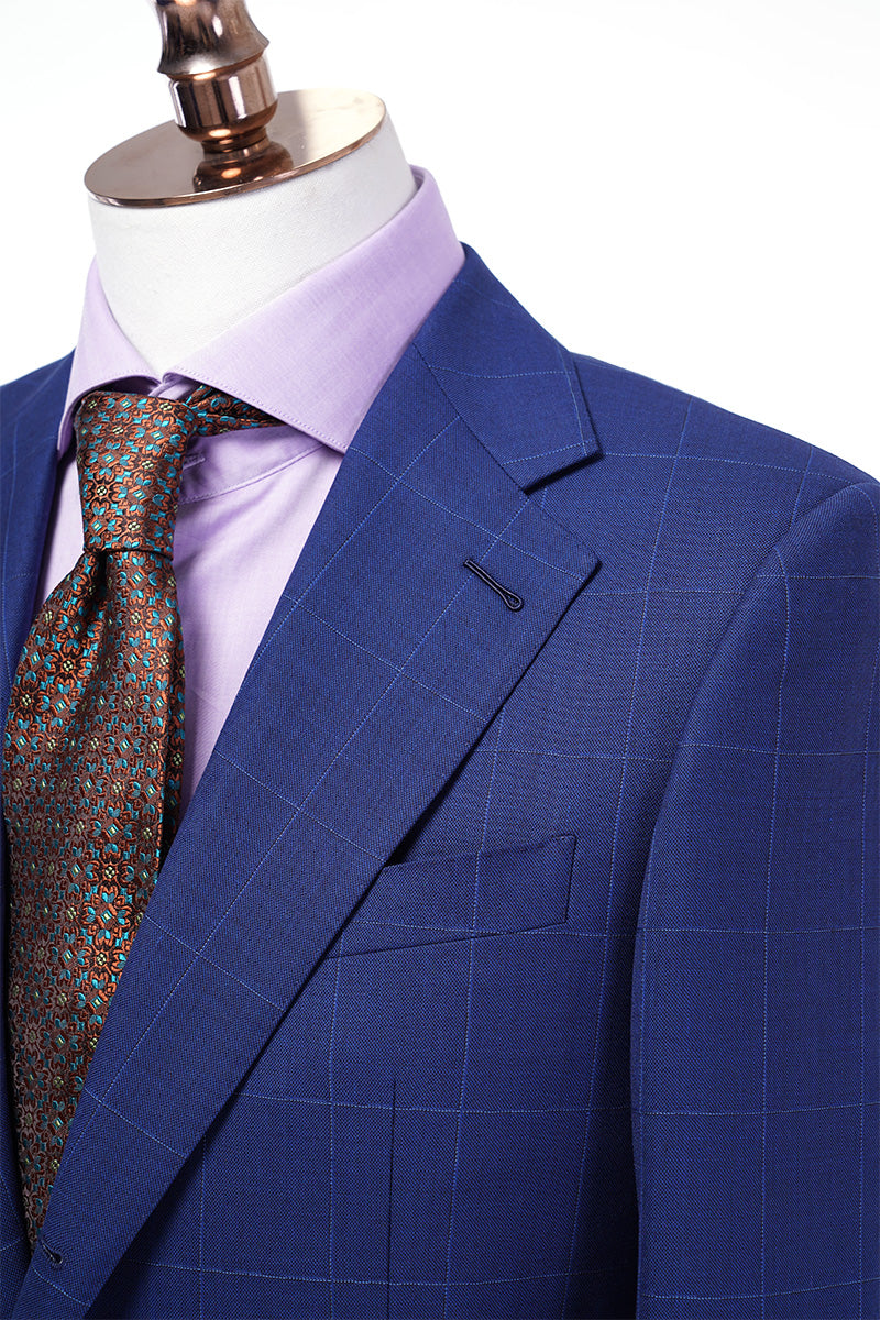 Cerulean Blue Plaid Two-Piece Suit – Elegant Suits