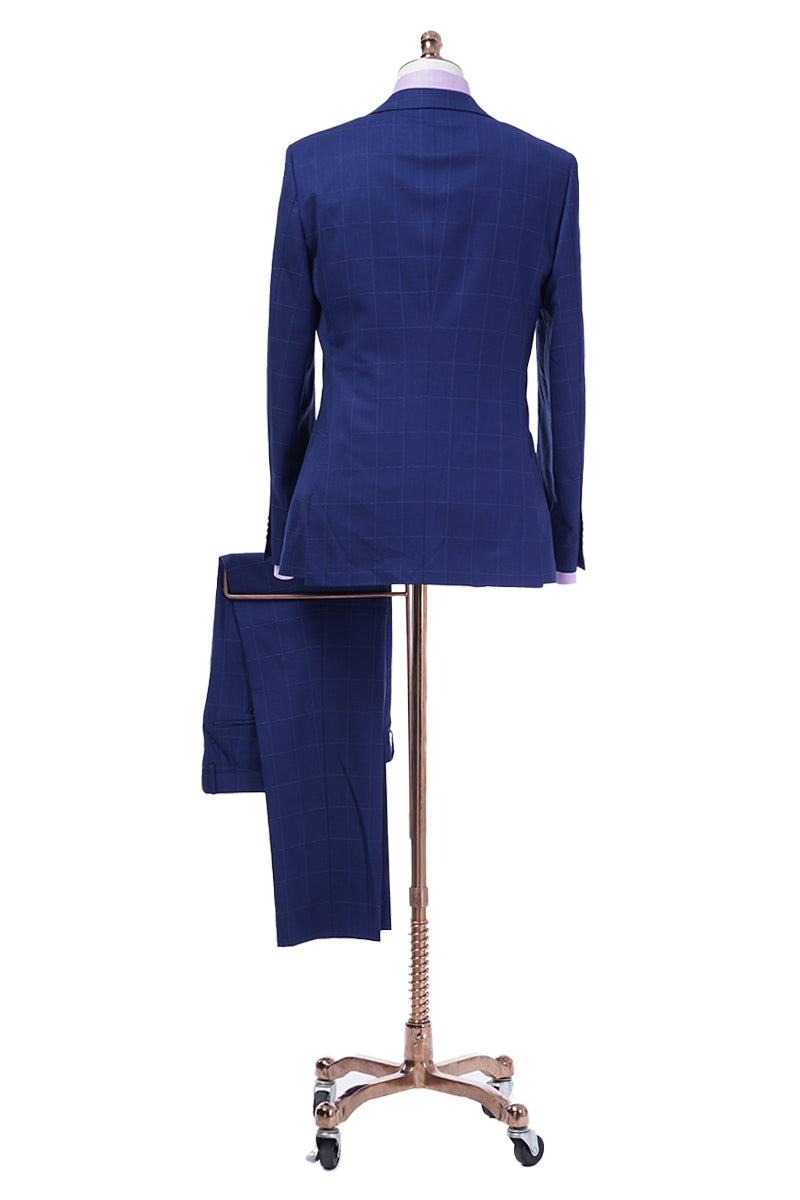 Cerulean Blue Plaid Two-Piece Suit – Elegant Suits